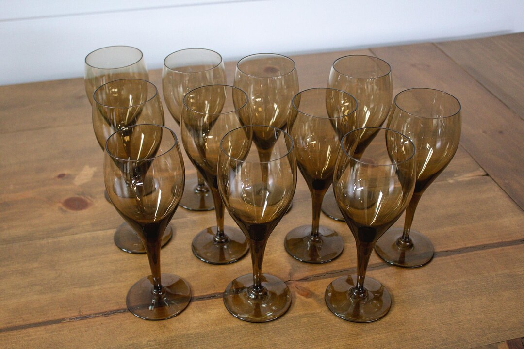 Set of 11 Vintage Smoke Brown Goblets (G2) - Etsy
