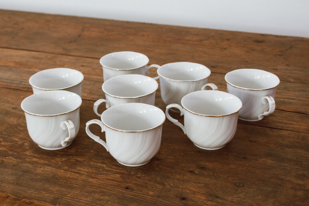 Vintage White Swirl With Gold Rims Tea Cup (S/8) - Etsy