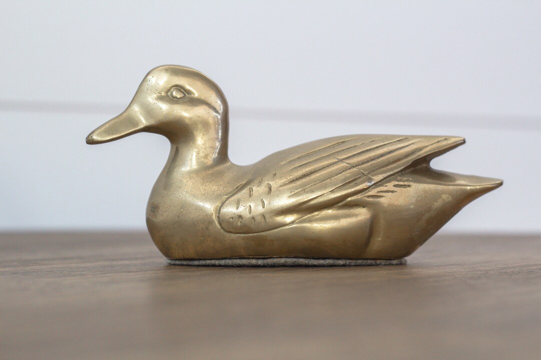Vintage Large Brass Duck Figurine - Etsy
