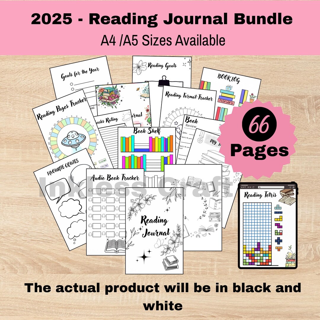 2025 Reading Journal - Editable Digital Reading Planner(a4 & A5 Sizes ...