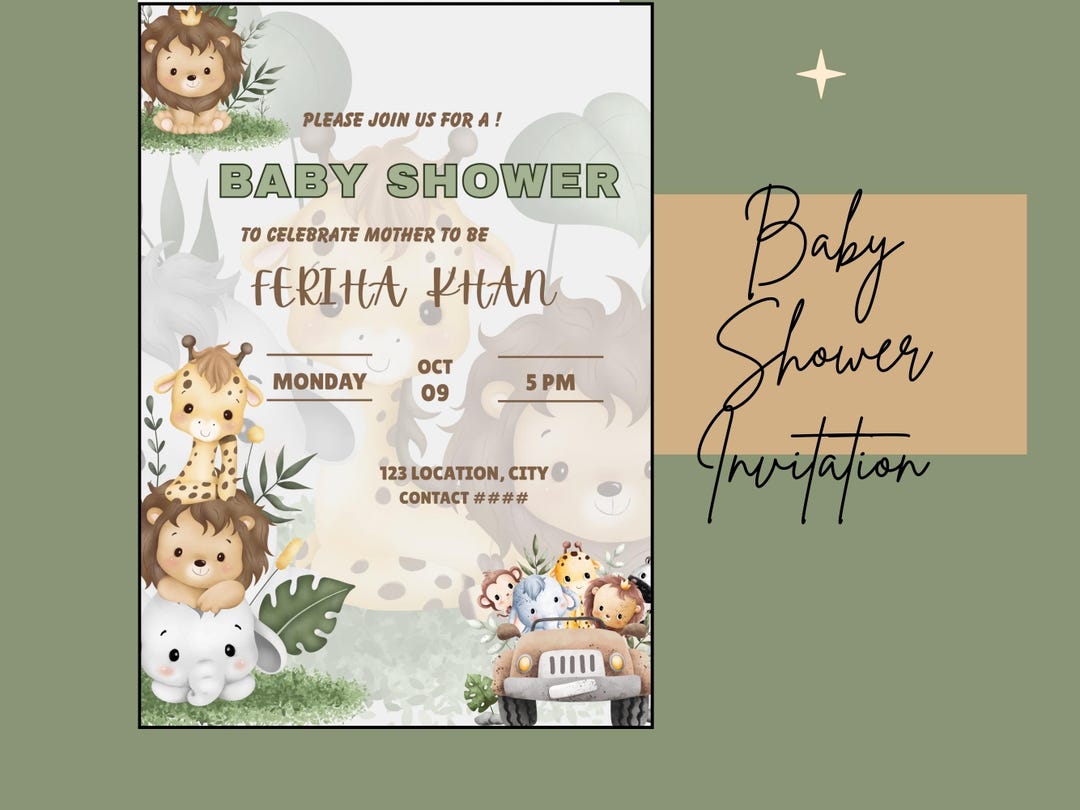 Editable Safari Baby Shower Welcome Sign: Jungle Animals (digital ...