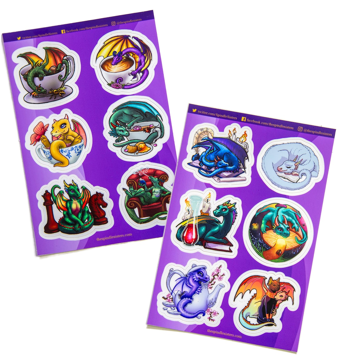 Dragon Sticker Sheets 2 Pack~ Vinyl Planner Stickers~ Sticker Pack ...