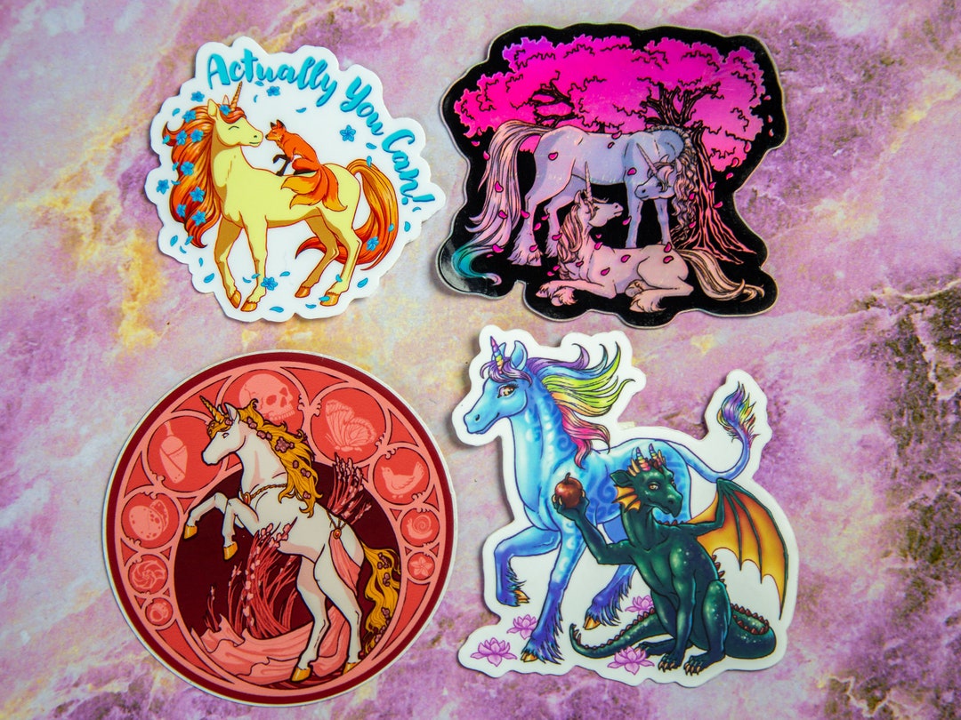 Unicorn Sticker Pack~ 4 Stickers~ Fantasy Stickers~ Water Bottle ...