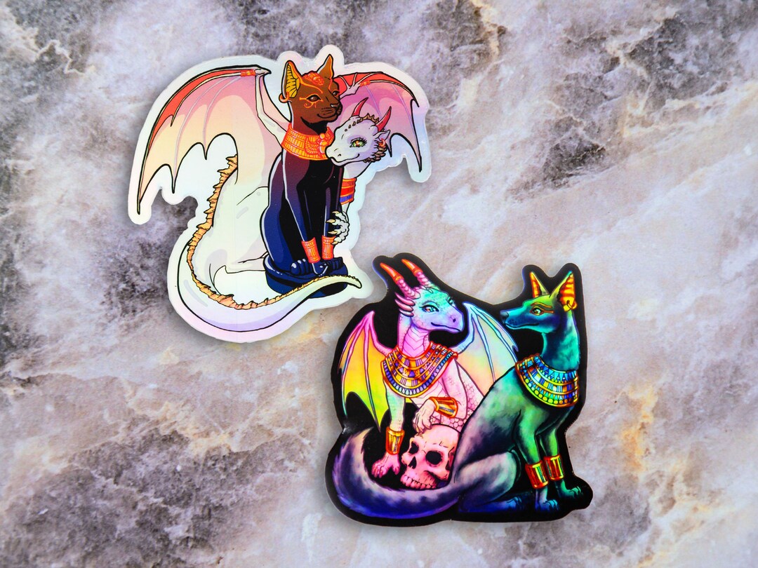 Anubis and Bastet Stickers~ 2 Pack ~ Dragon Stickers~ Holographic ...