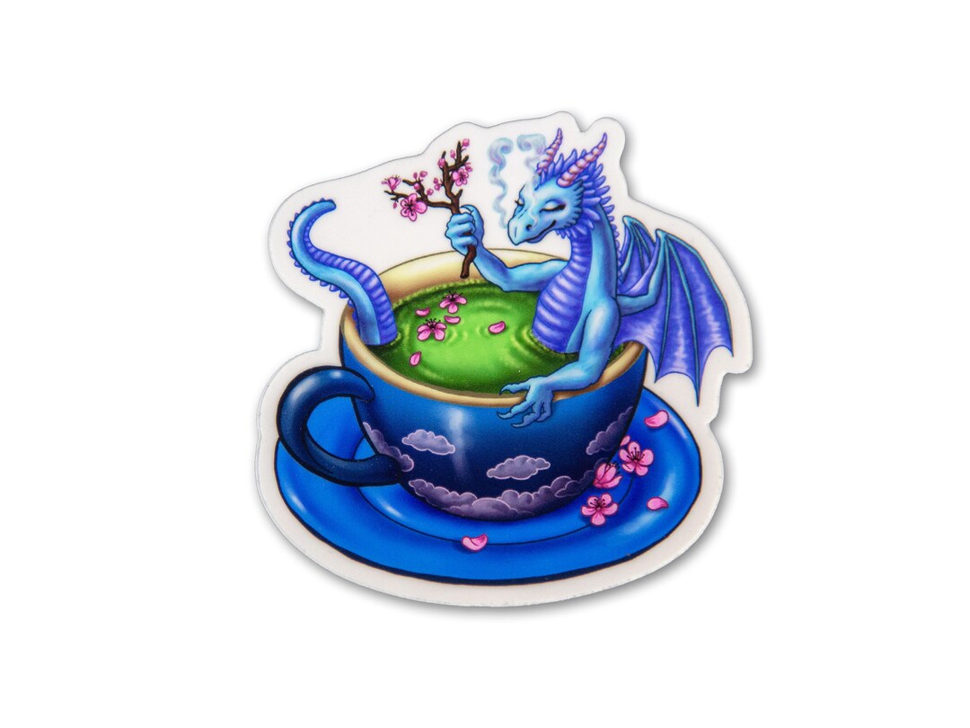 Matcha Dragon Sticker~ Sakura Blossoms Sticker~ Teacup Dragon~ Vinyl ...
