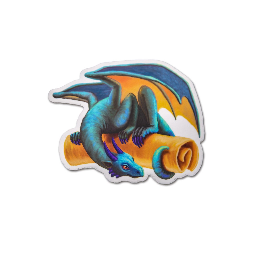Dragon Sticker Blue Dragon With Scroll Vinyl Planner Sticker Laptop ...