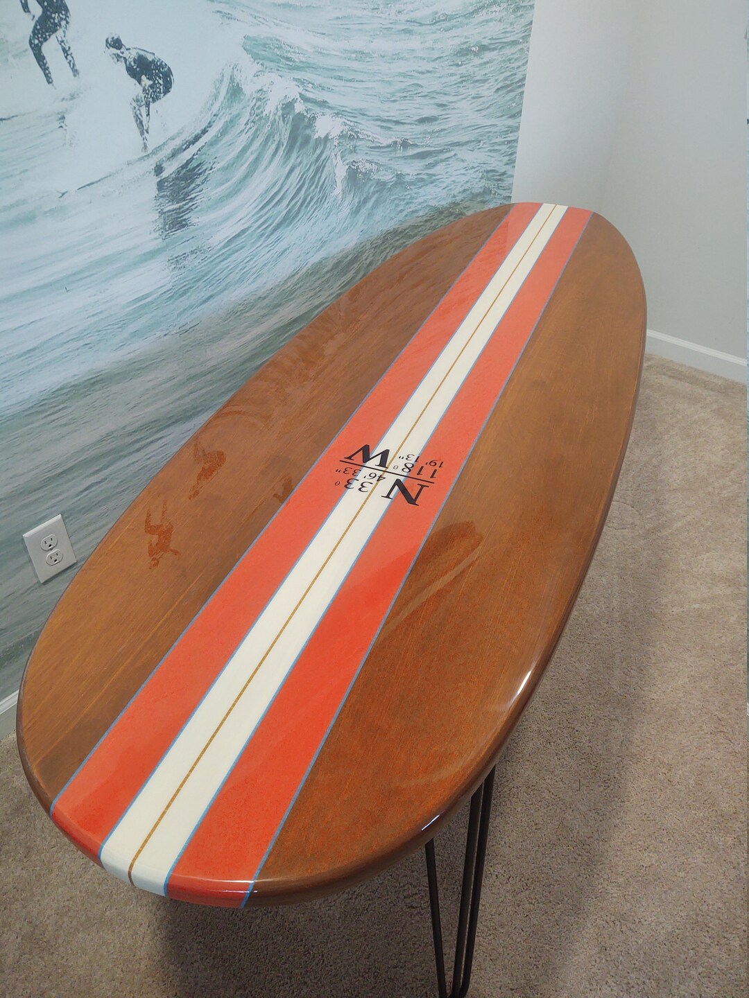 Surfboard Desk Stain and Stripes - Etsy