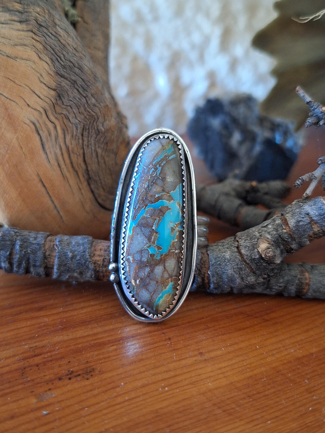 Long and Narrow Royston Ribbon Turquoise Ring - Etsy