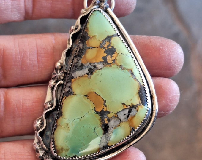 Large Olive Green Hubei Turquoise Pendant - Etsy