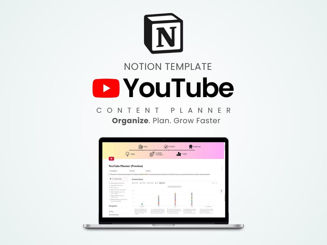 Notion Youtube Planner Template | Youtube Content Organizer & Video ...