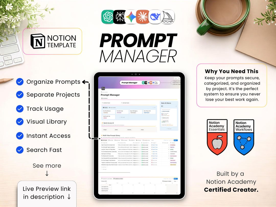 Notion Prompt Library | AI Organizer & Vault for Chatgpt, Claude ...