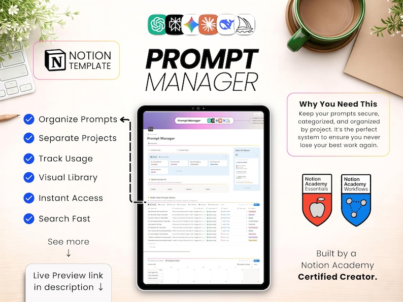 Notion Prompt Library | AI Organizer & Vault for Chatgpt, Claude ...