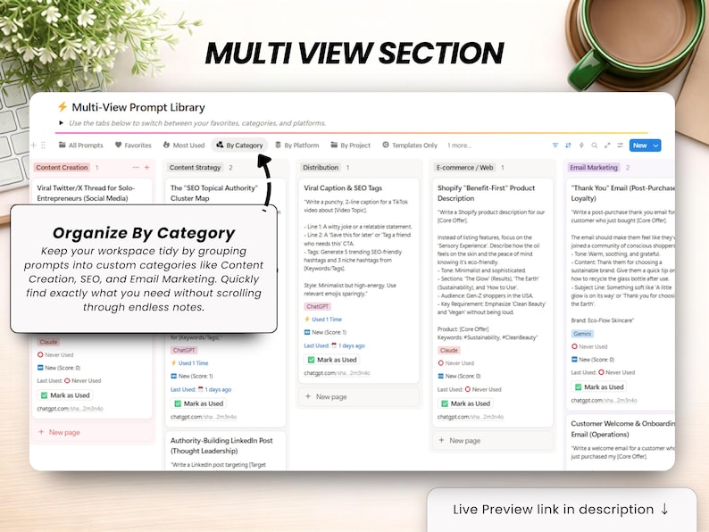 Notion Prompt Library | AI Organizer & Vault for Chatgpt, Claude ...
