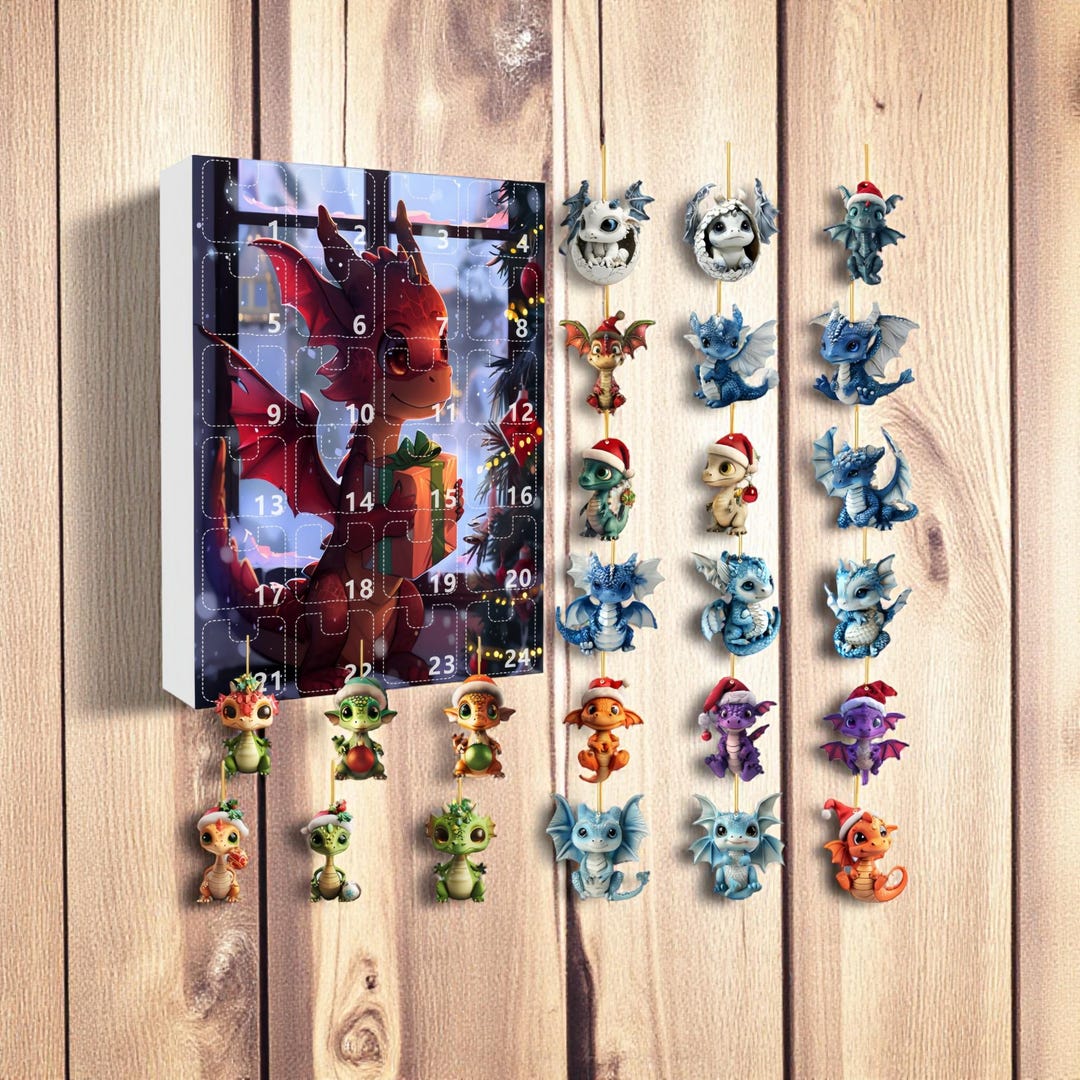 Dragon Advent Calendar 2025, Acrylic Dragon Ornaments, Christmas ...