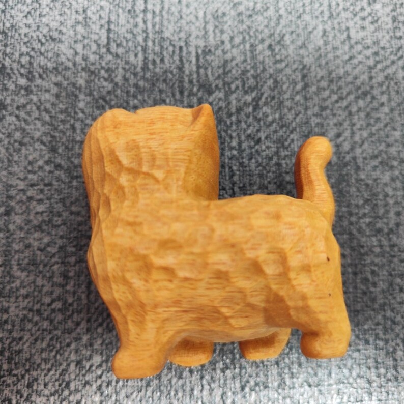 Hand Carved Wood Cat Figurine, Boxwood Cat Statue, Minimalist ...