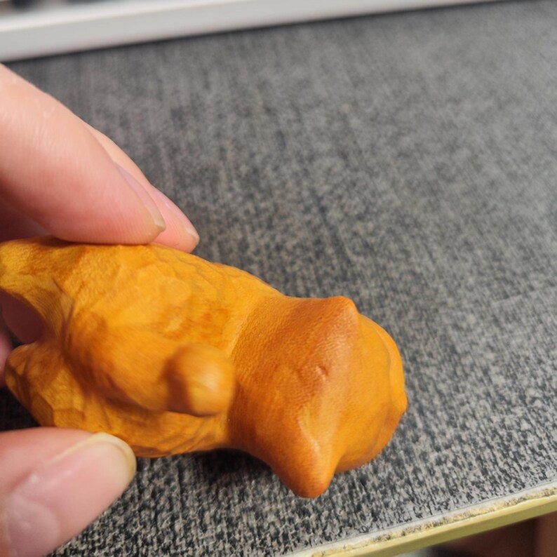 Hand Carved Wood Cat Figurine, Boxwood Cat Statue, Minimalist ...