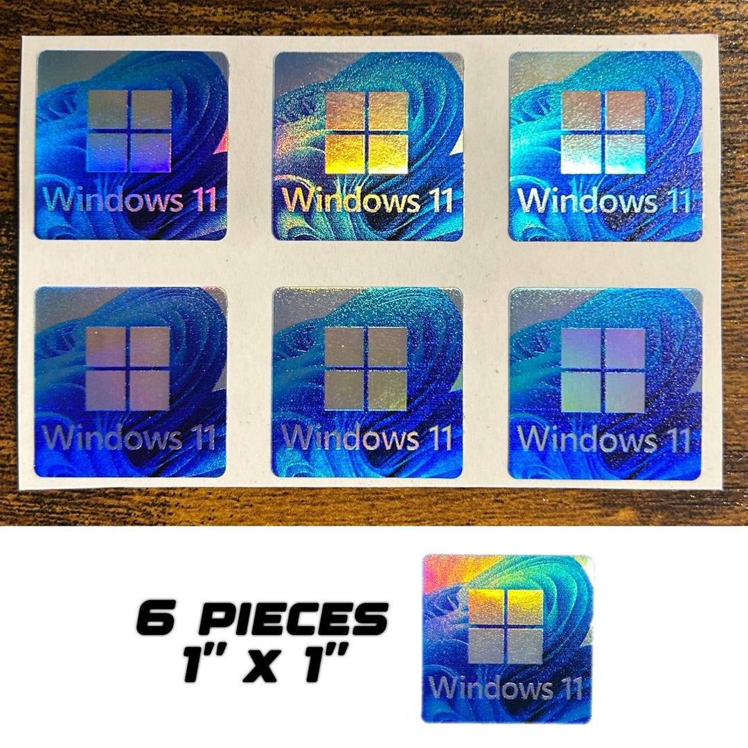 6x Windows 11 Holographic Sticker / for Desktop Laptop Custom Sticker ...