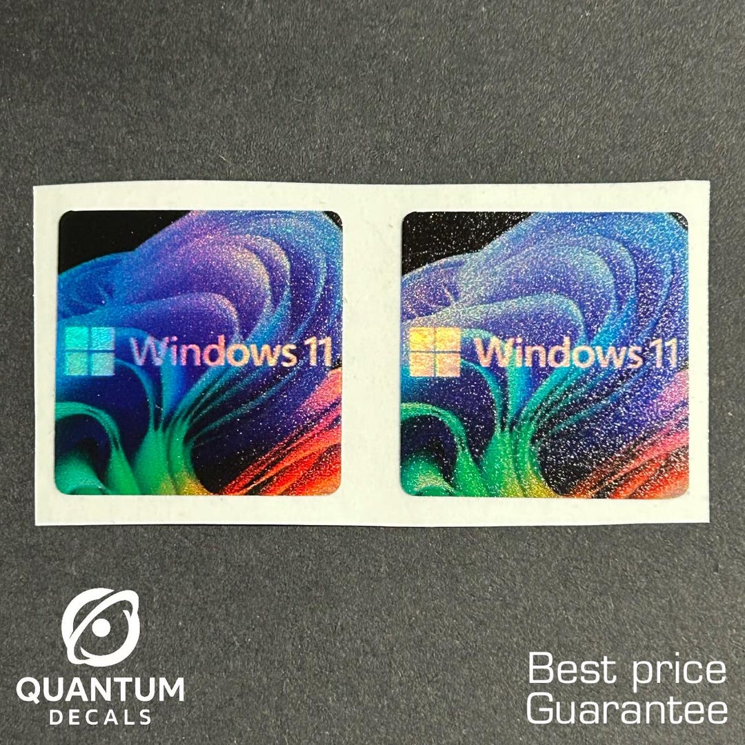 2x Windows 11 Holographic Sticker / for Desktop Laptop Custom Sticker ...