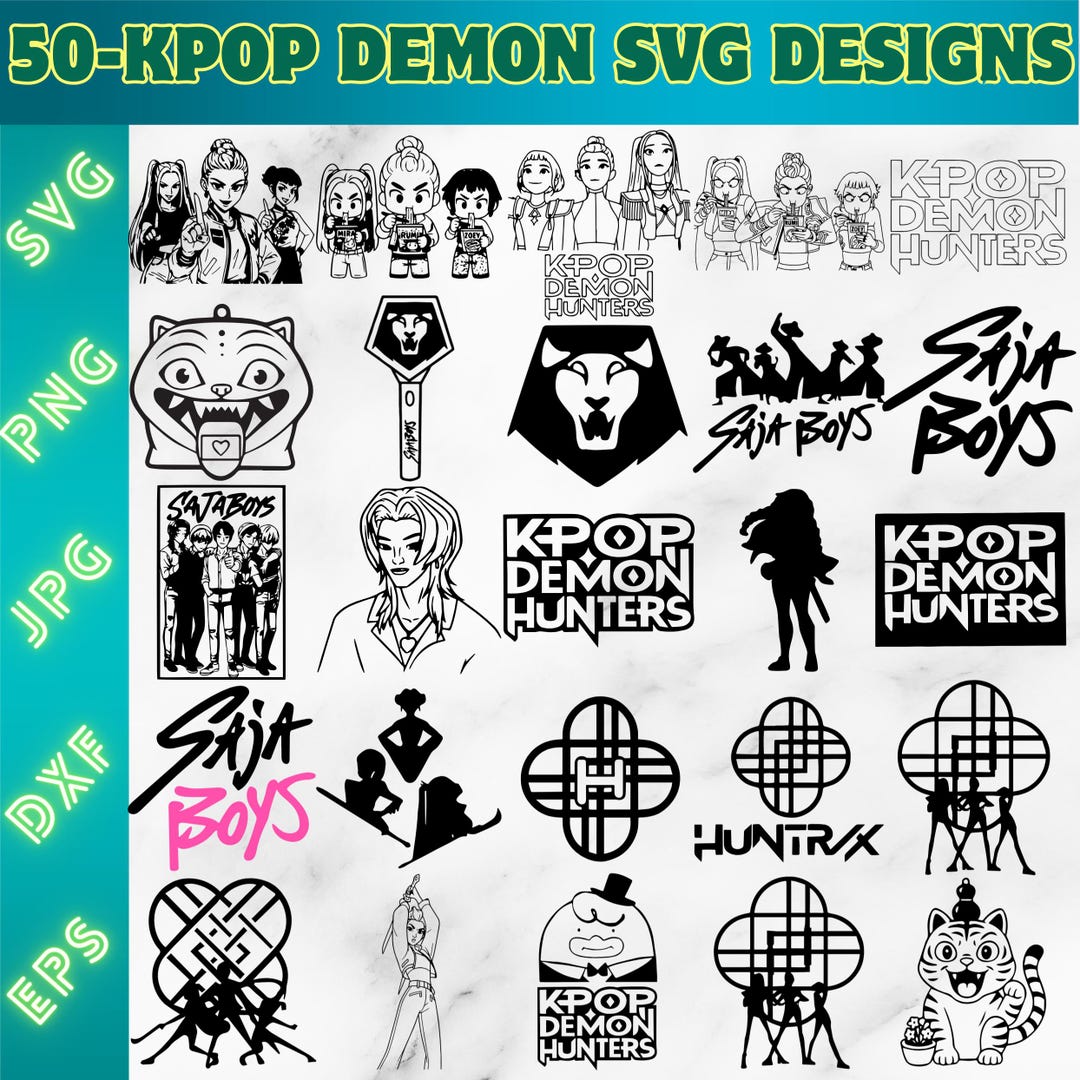 K-pop Huntrix Logo Pack | Demon Hunters Inspired Svg,eps,png,eps,dxf ...