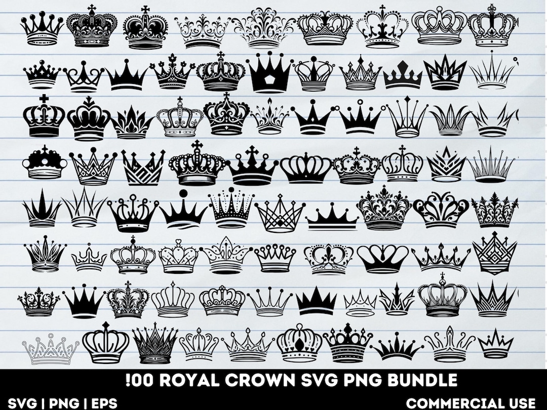 Royal Crown SVG Bundle: King, Queen, Princess Tiara Cut Files (digital ...