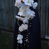 Cascading Bridal Bouquet: Pink, White, Gold Lilies, Bling Teardrop ...