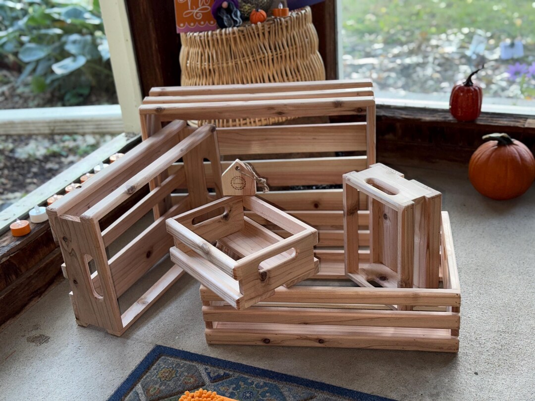 Handmade Cedar Crates Set: Rustic Unfinished Storage Boxes - Etsy