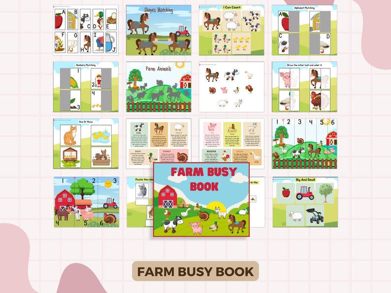 Kids Learning Binder 4-in-1 Busy Book | Farm Animals, Human Body ...