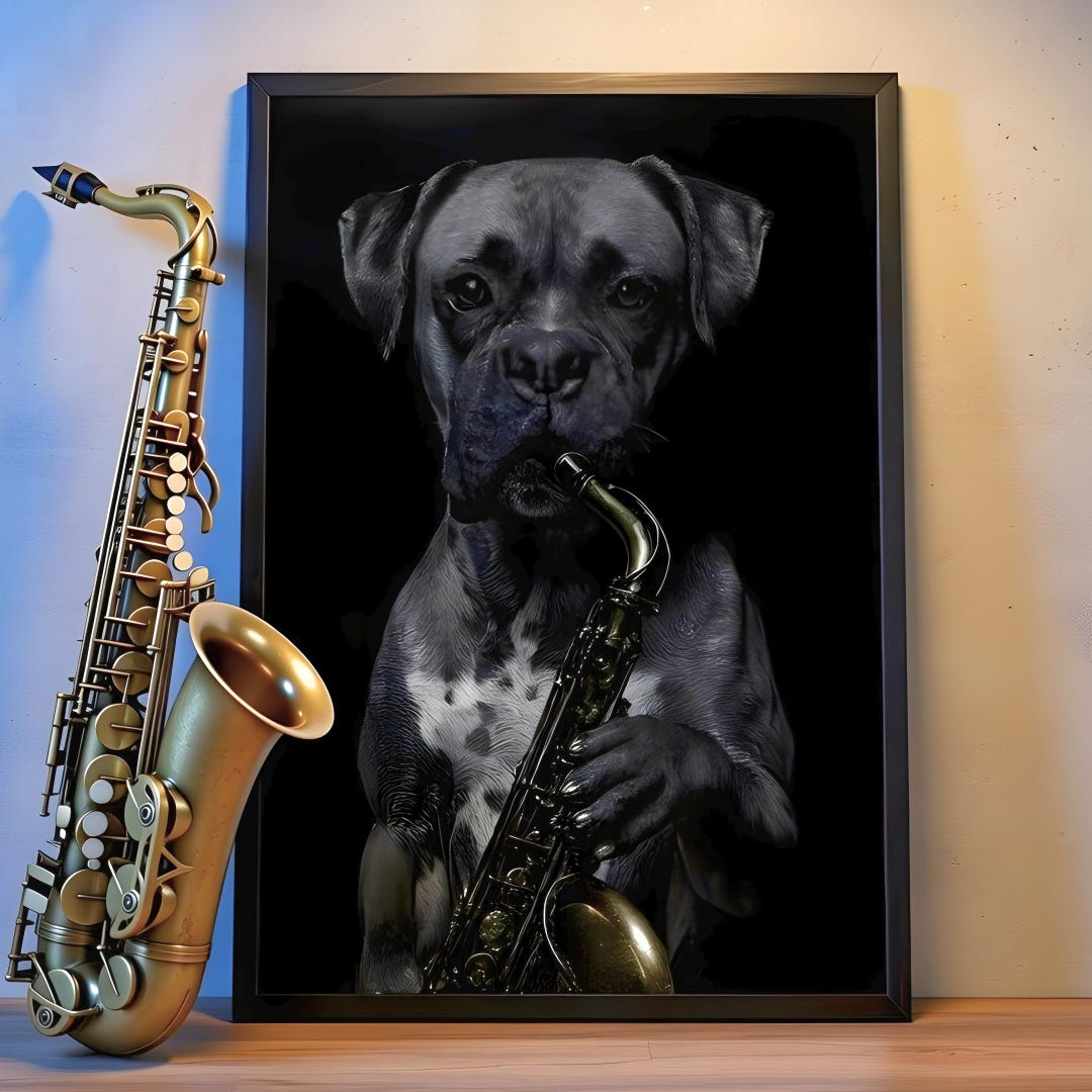 Custom Musician Pet Poster Any Instrument - Rockstar Dog Cat Portrait ...