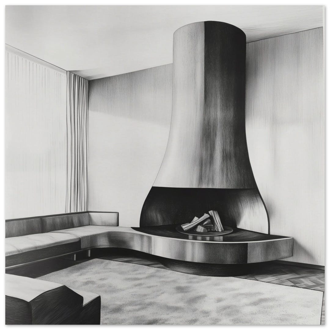 AI Poster Fireplace in the Living Room | Modern Interior Wall Art ...
