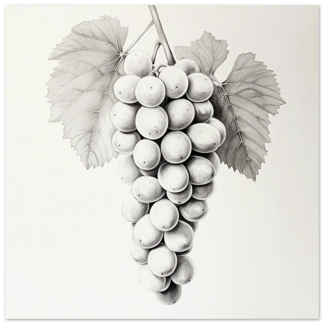 Grape Poster – Ai-generated Illustration | Realistic Grape Drawing as ...