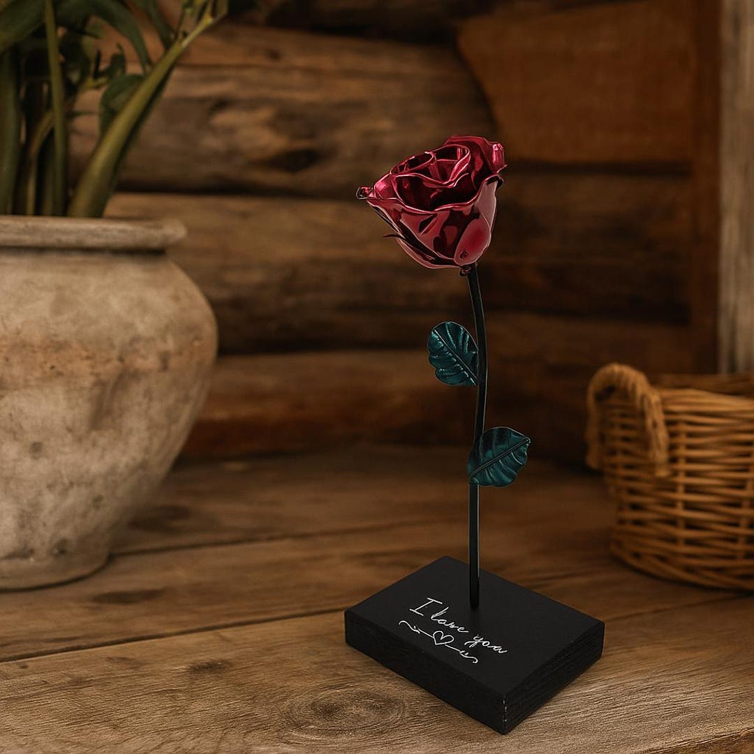 Hand-forged Wrought Iron Rose Sculpture: Eternal I Love You Gift - Etsy