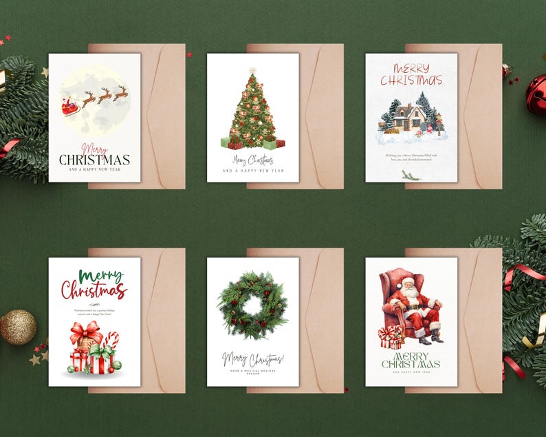 Printable Christmas Card Bundle | 6 Editable Holiday Cards | Canva ...