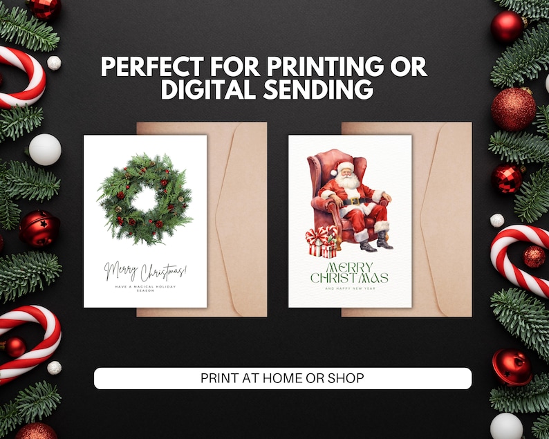 Printable Christmas Card Bundle | 6 Editable Holiday Cards | Canva ...