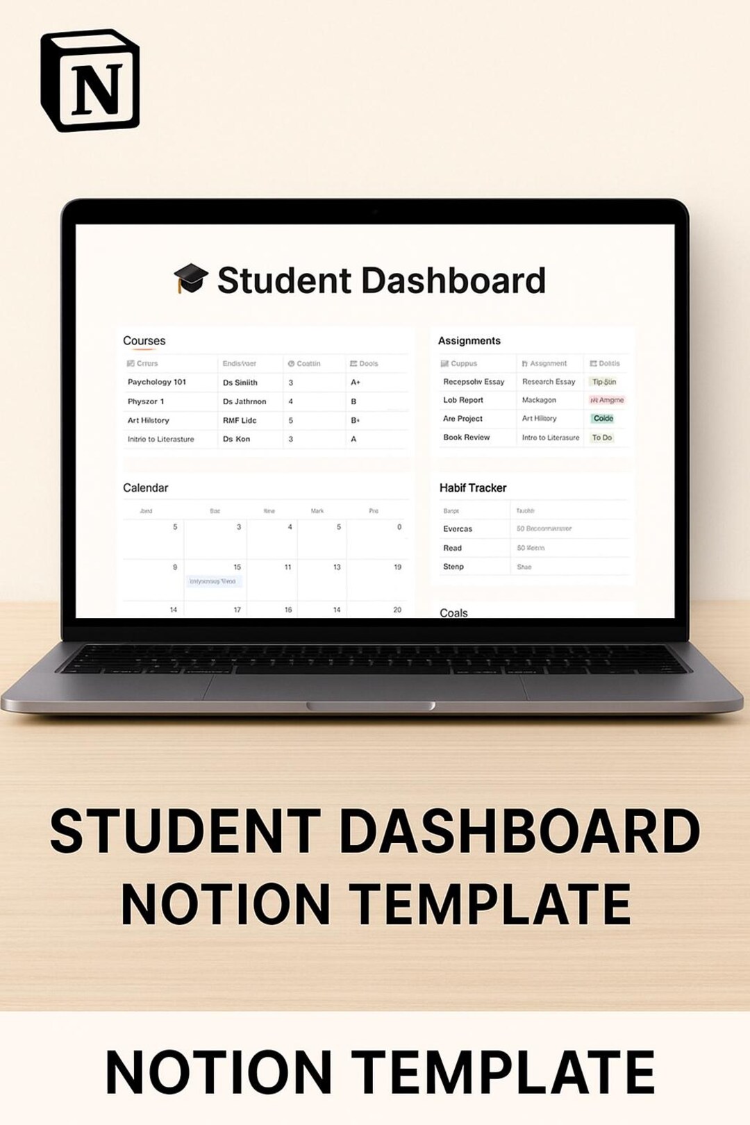 Student Study Planner Dashboard: Notion Template (digital Download) - Etsy
