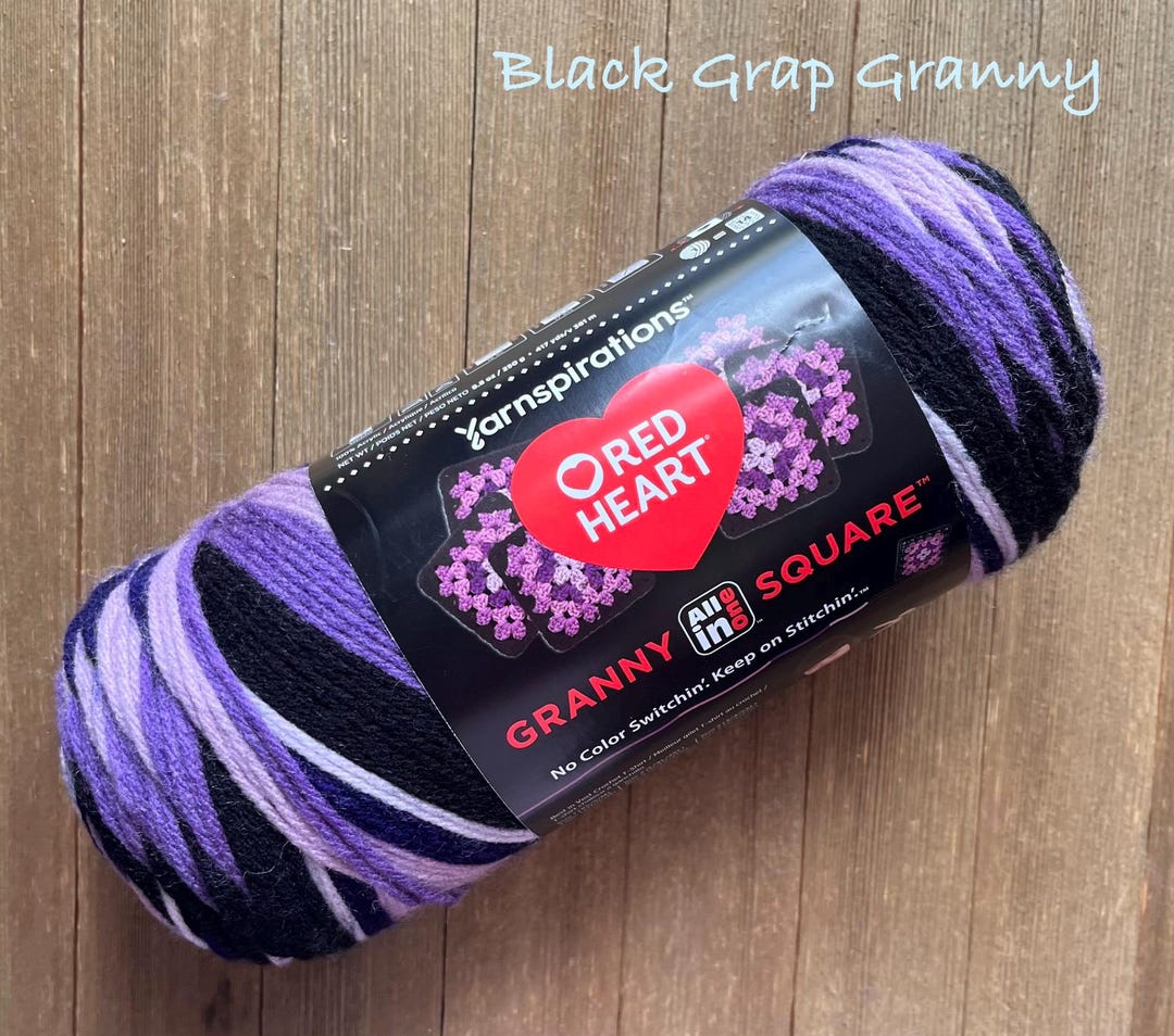 Red Heart All in One Granny Square, Black Grape Granny , 8.8 Oz, Ready ...