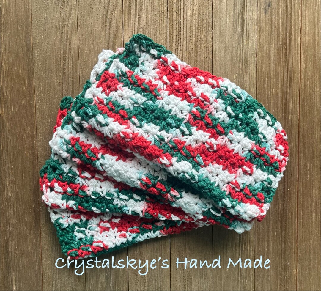 Dish Cloths Dish Rags Set of 4 Made With 100% Cotton Yuletide Crochet ...