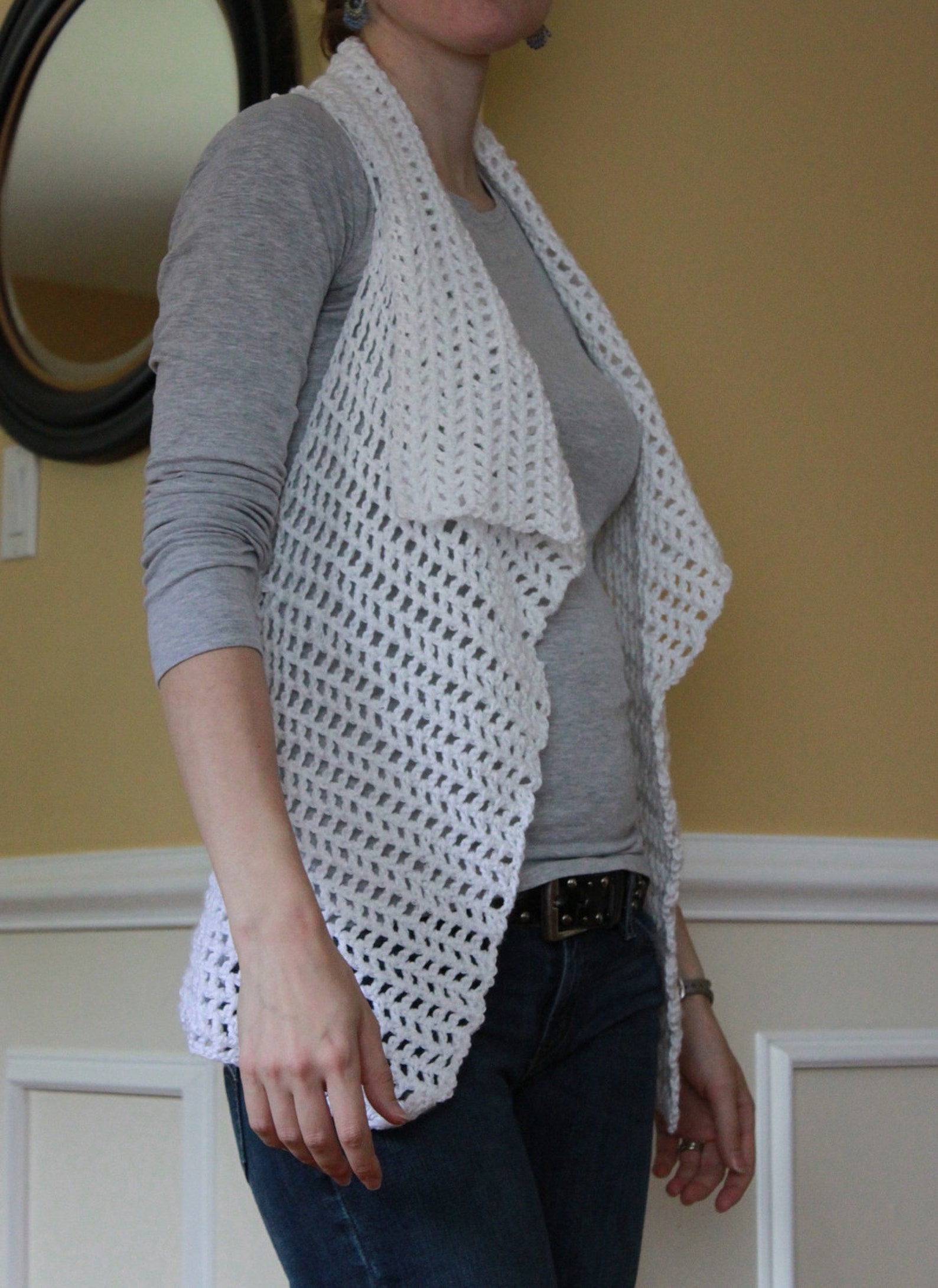Open Motif-back Drapey Vest Crochet Pattern - Etsy