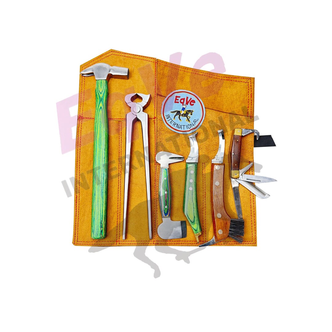 Professional Farrier Leather Tool Kit With Hammer, Cutter, Hoof Knife ...
