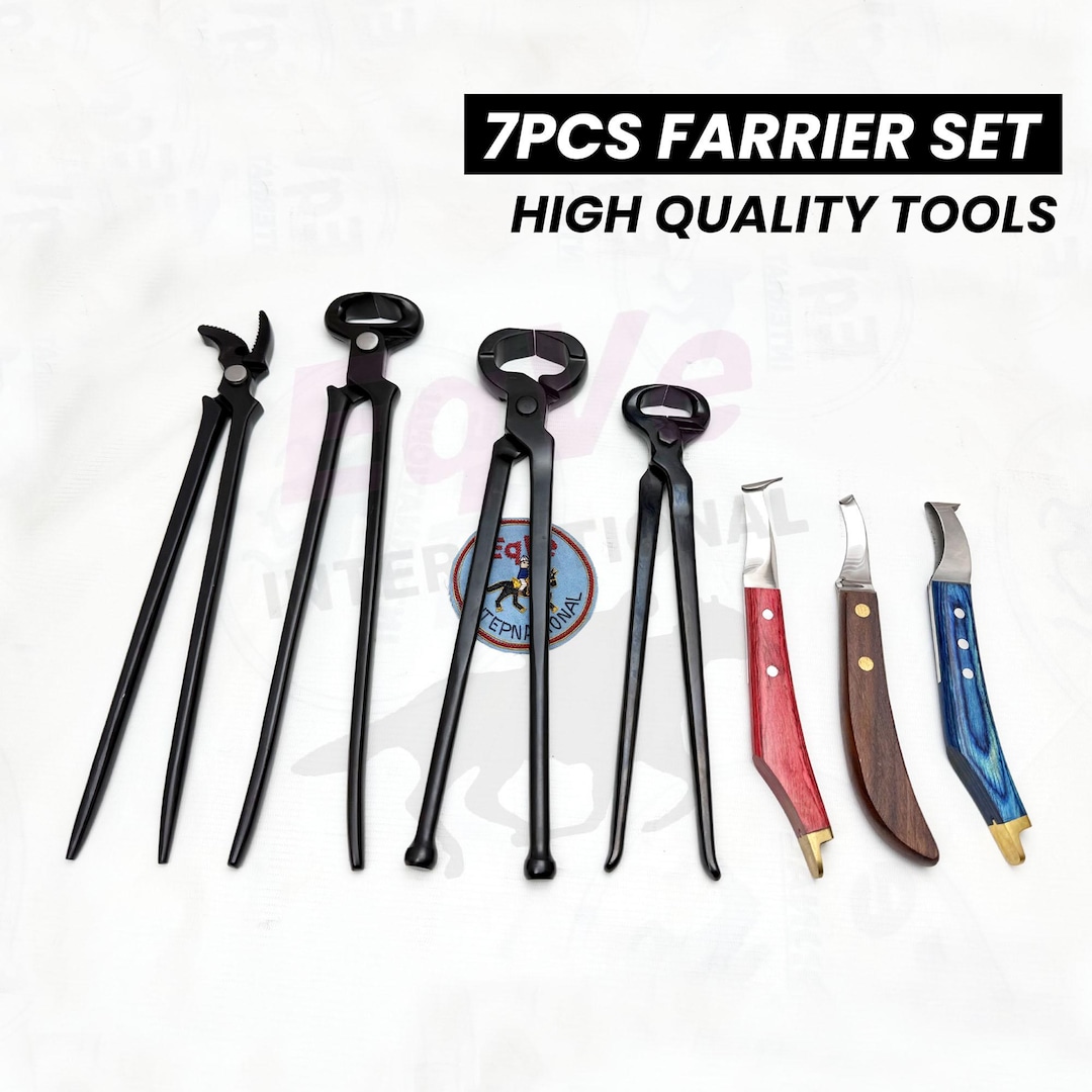 7 Pcs Farrier Tool Set | Hoof Nippers, Pullers, Clinchers and Hoof ...