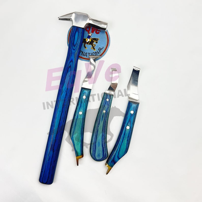 8 Pcs Blue Farrier Tool Kit | Nippers, Hammer, Clincher & Hoof and Loop ...
