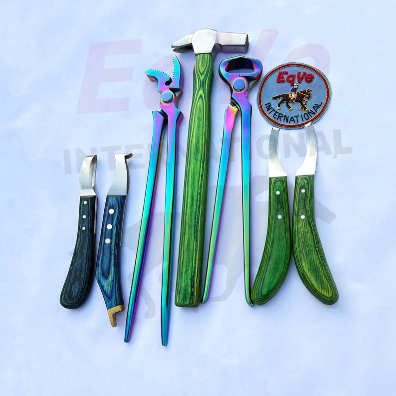 Rainbow Finish Farrier Tool Kit – Complete Hoof Trimming & Shoeing Set ...