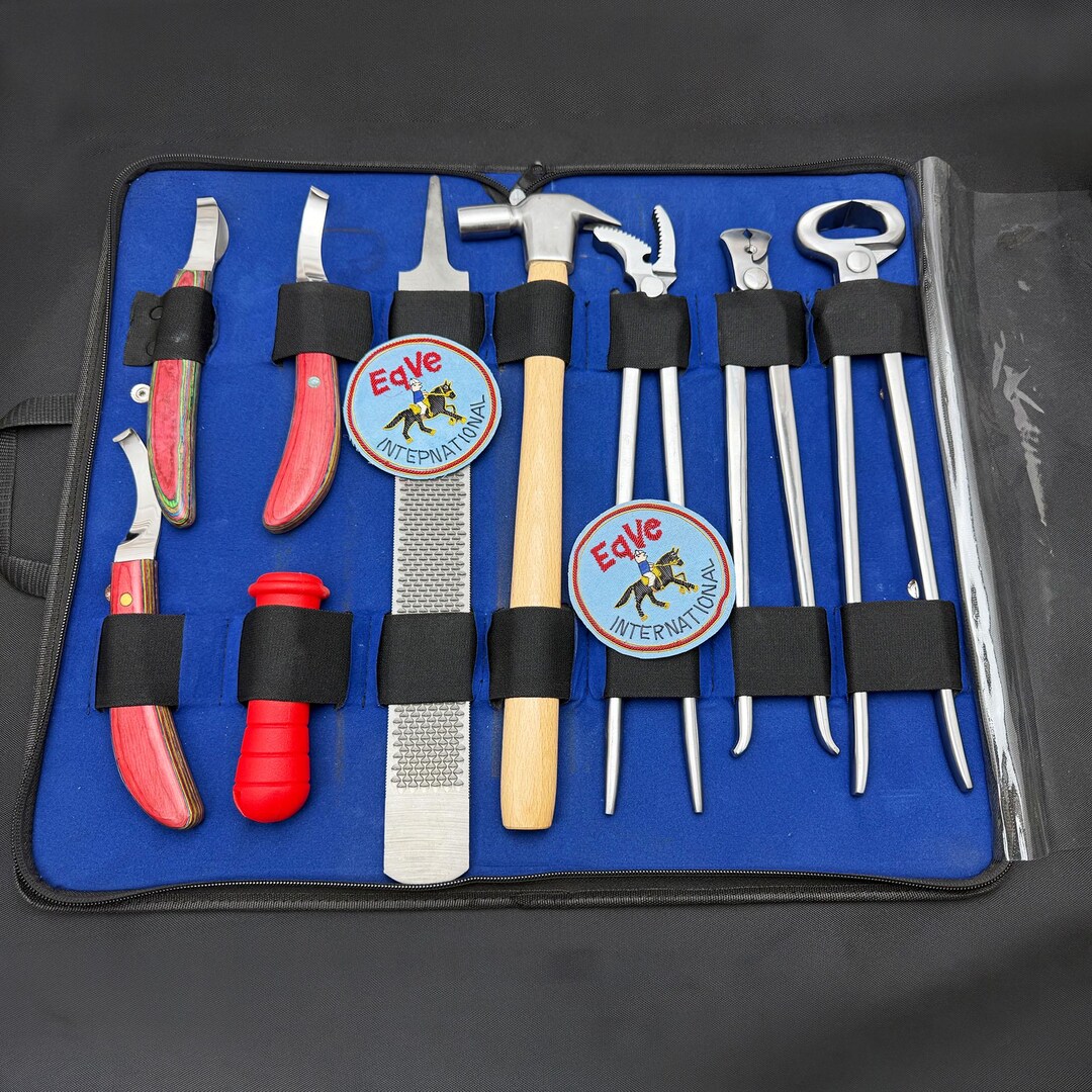 Farrier Tool Kit for Horse Hoof Trimming | 9 PCS Set With Nipper, Rasp ...