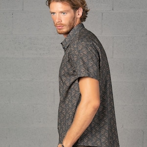 Short Sleeve Button Down Shirt, Alternative Clothing, Boho Men's Shirt ...