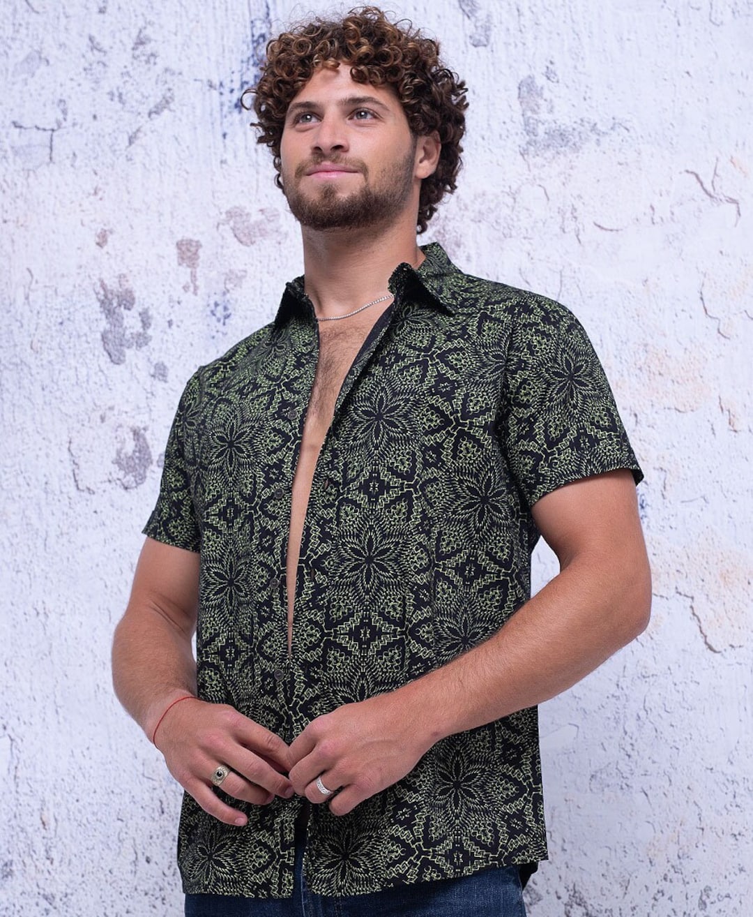 Visionary Button Down Shirt for Man, Psychedelic Festival Clothing, All ...