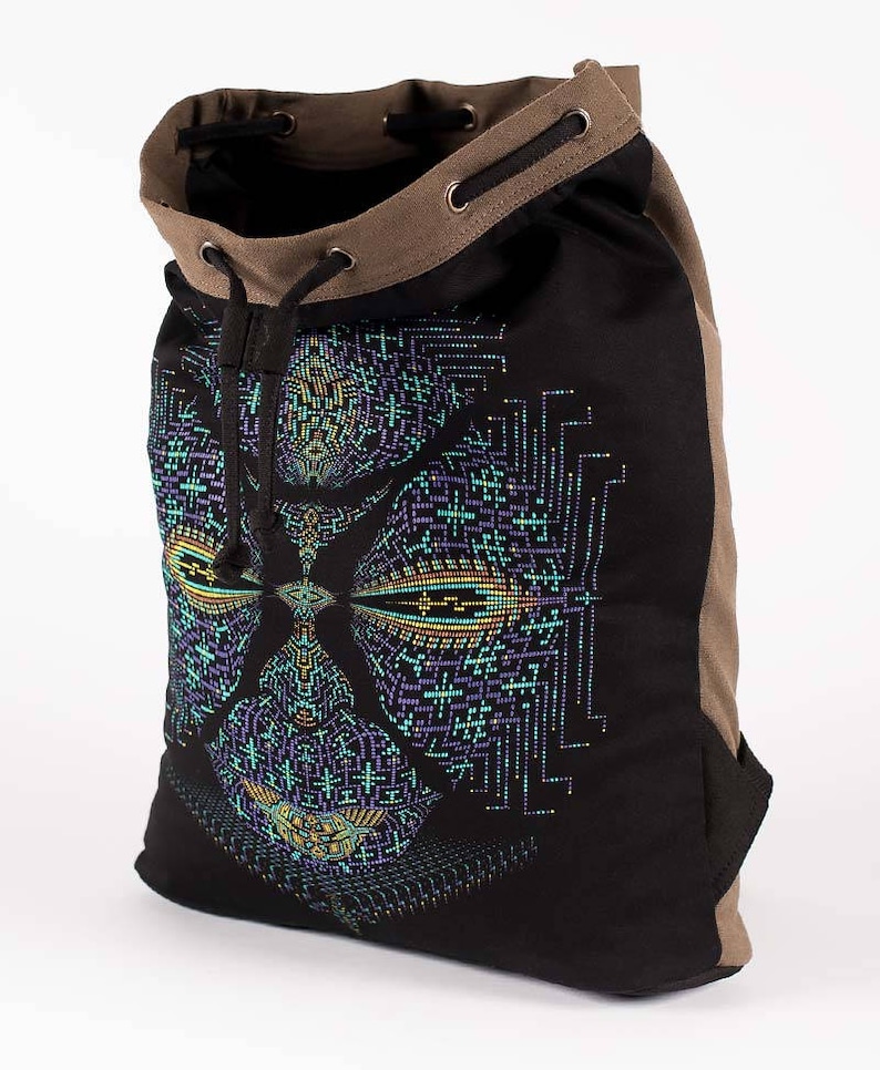 Psychedelic Drawstring Backpack Psy Trance Rave Bag Festival - Etsy