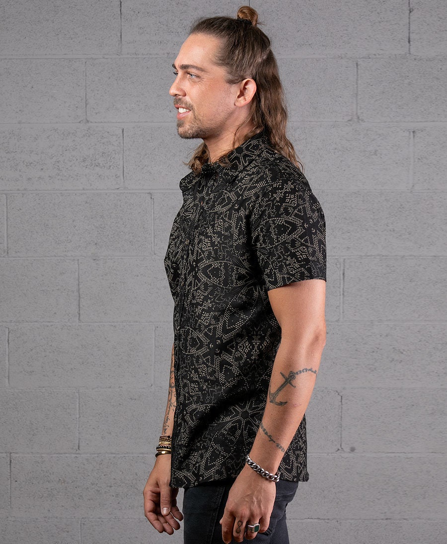 Button up Shirt for Men Button Down Cotton Short Sleeved Mens | Etsy