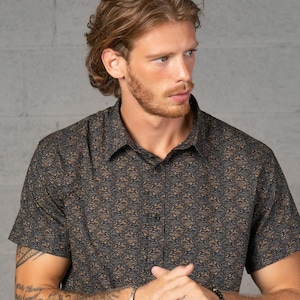 Short Sleeve Button Down Shirt, Alternative Clothing, Boho Men's Shirt ...