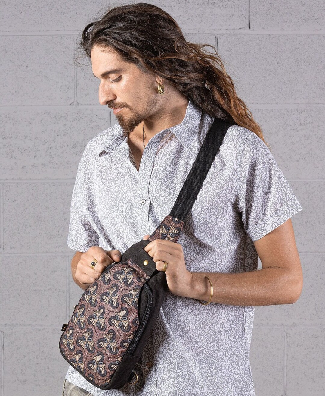 Canvas Sling Bag With Magic Mushroom Print, Crossbody Day Bag, Festival ...