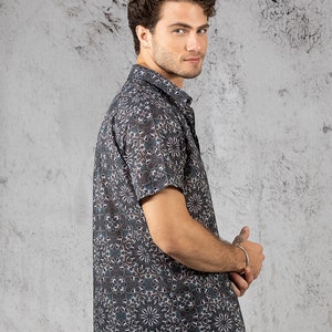 Hawaiian Rave Shirt, Men Button Down, Short Sleeve Button up Shirt ...