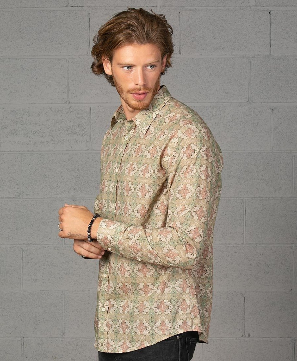 Mens Button Down Shirt Retro Bohemian Clothing Hipster - Etsy